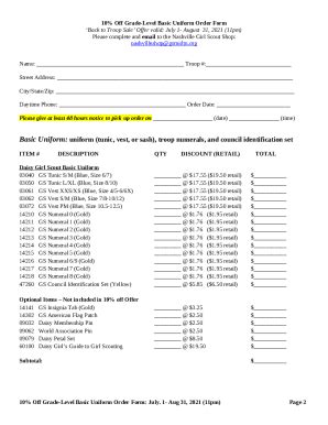Bridging Items Special Order Doc Template PdfFiller