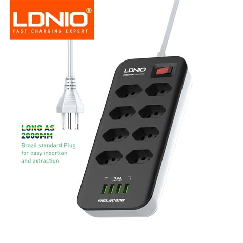LDNIO Brasil Tomada USB Extens O El Trica Protetor Surge R Gua Tomadas