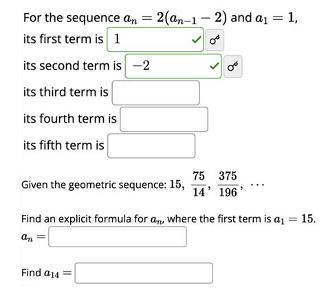 solved for the sequence an 2 an−1−2 and a1 1 its first
