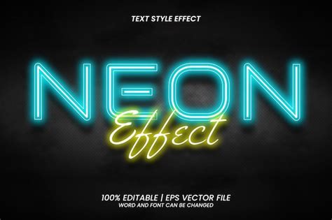 Premium Vector Glow Neon Effect Text Effect Editable