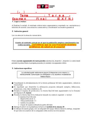 Semana 15 Tema 01 Tarea Versión borrador del artículo de opinión