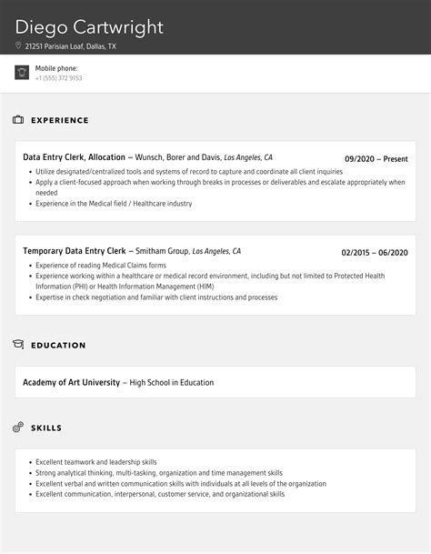 Data Entry Clerk Resume Samples Velvet Jobs