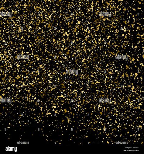 Gold Glitter Texture Isolated On Black Amber Particles Color