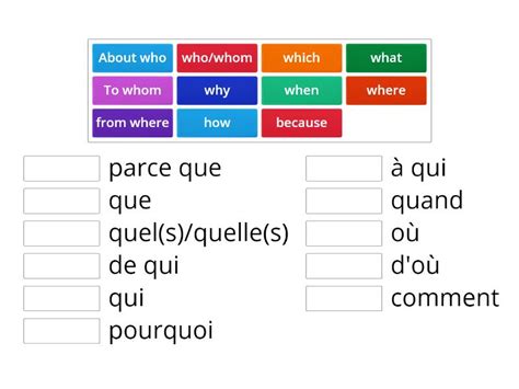 F Les Mots Interrogatifs Match Up
