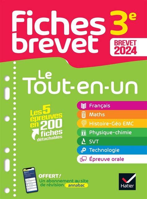 Fiches brevet Le tout en un du Brevet 2024 3e toutes les matières