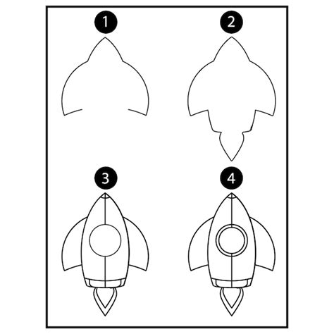 Premium Vector Vector How To Draw A Rocket Step By Step