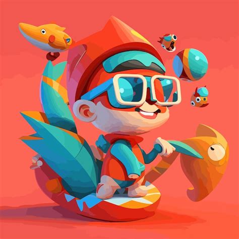 Diseño de vectores de dibujos animados en 3d Vector Premium