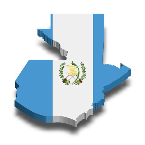 Guatemala Mapa 3d Con Bandera Vector Premium