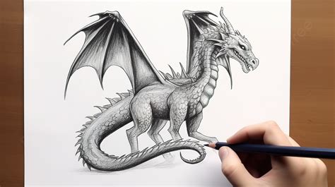 Fondo Dibujando A Mano Un Drag N Con L Piz Y Papel Fondo Dibujo De