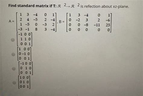 solved find standard matrix if t r2 r2 is refection about