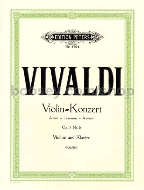 Antonio Vivaldi Concerto In A Minor Op 3 No 6 RV 356 Violin And Piano