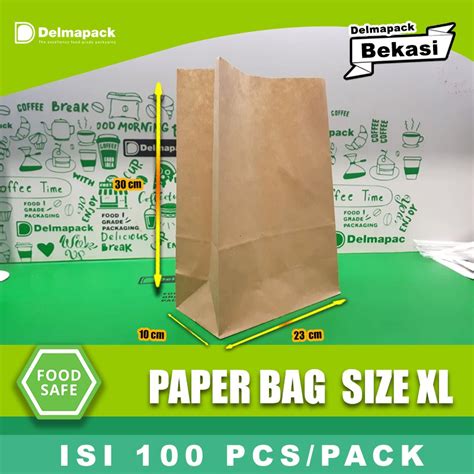 Jual PAPER BAG KANTONG KERTAS XL KANTONG ROTI SNACK MAKANAN