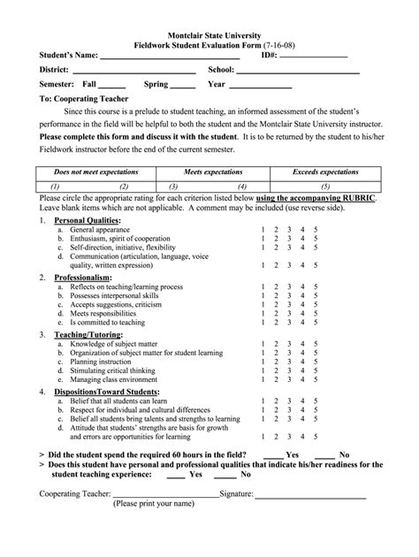 Blank Evaluation Forms Printable