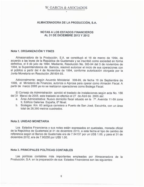 NOTA A LOS Estados Financieros 2013 Contabilidad Basica Studocu