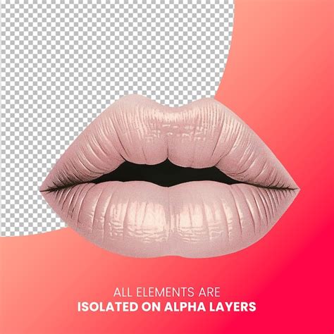 Imagen PSD aislada del fondo de los labios de una mujer con lápiz