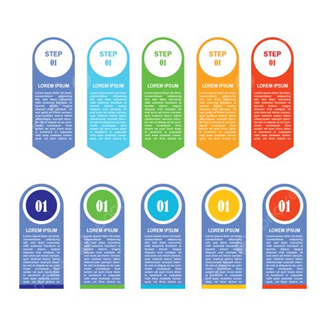 Colorido Infografía Pasos Colección De Elementos De Fondo Transparente