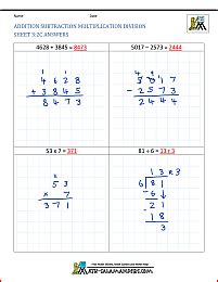 Addition Subtraction Multiplication Division Worksheets Worksheets