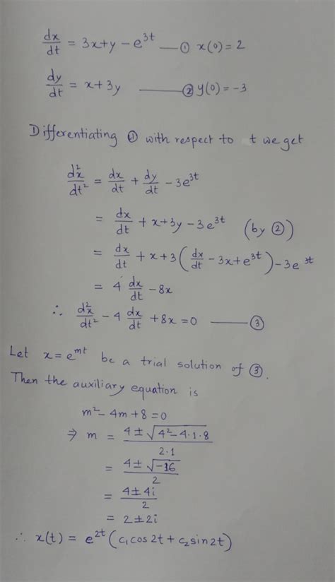 solve the given initial value problem dx 3x y e 3t dt x 0 zuoti pro