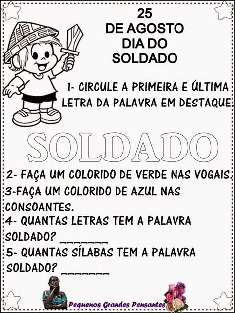 Atividades In Ditas Para O Dia Do Soldado Atividade Para Imprimir