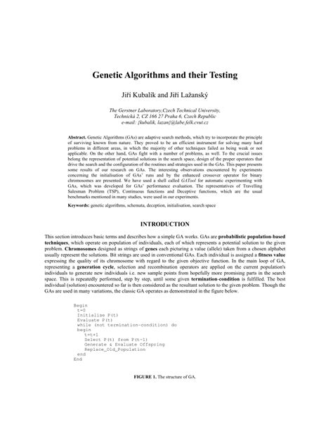 pdf genetic algorithms and their testing