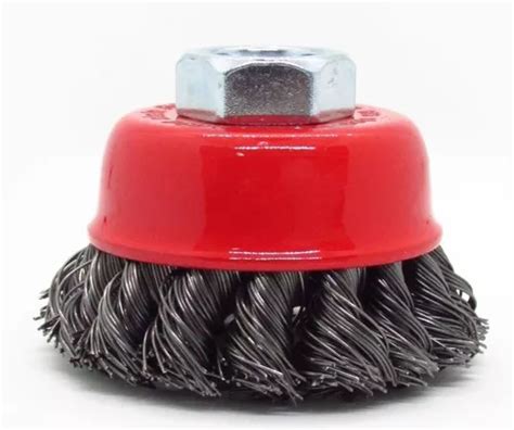 Cepillo Copa Acero Trenzado Mm Aliafor Amoladora Taladro Color Rojo