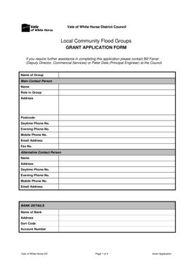 Fillable Online Flood Groups Appendix C Grant Application Form PDF