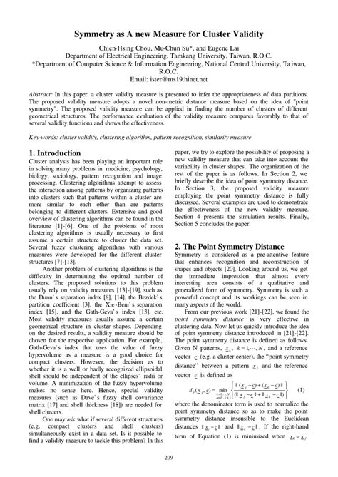 pdf symmetry as a new measure for cluster validity
