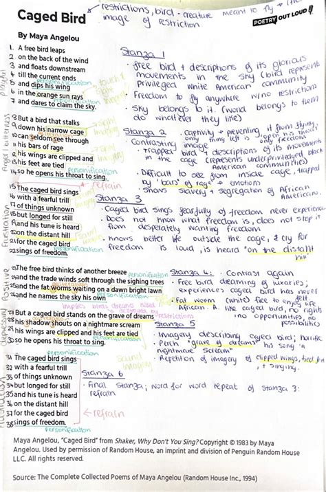 Caged Bird In Poem Analysis Poetry Analysis Poem Activities