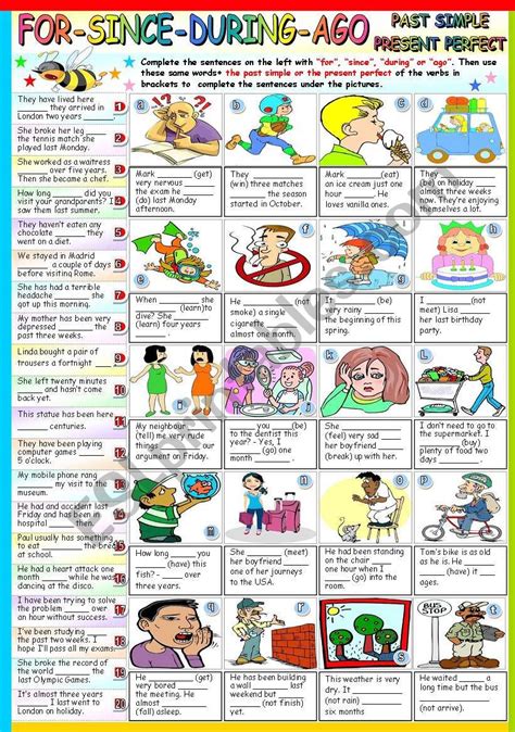 FOR SINCE DURING AGO PAST SIMPLE AND PRESENT PERFECT KEY INCLUDED