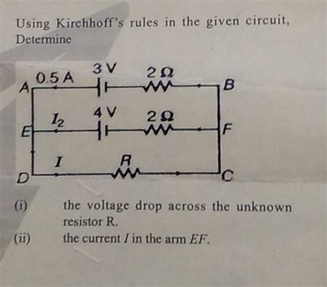 using kirchhoff s rules in the given circuit determine i the voltage d