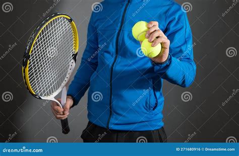 Man Holding Tennis Ball And Racket Sport Stock Photo Image Of