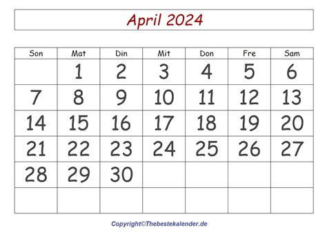 April Kalender 2024 The Beste Kalender