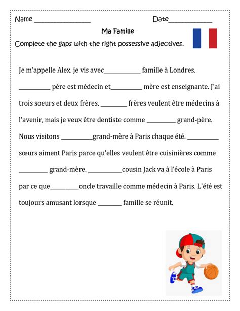 Possessive Adjectives In French Worksheet Adjectiveworksheets Net