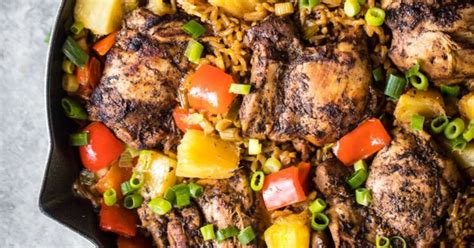 One Pan Caribbean Jerk Chicken With Pineapple Coconut Rice Recipe