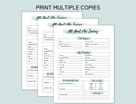 Employee Favorite Things List Printable All About Me 41 OFF