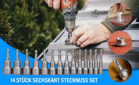 HATANSE 14 Stück Magnetisch Sechskant Stecknuss Set 6mm 19mm