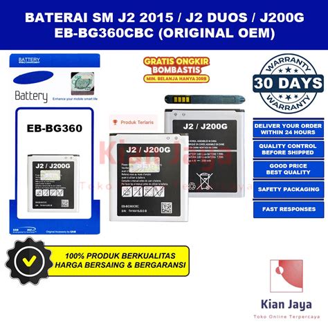 Jual Baterai SM J200G J200 J2 2015 Original OEM Batrai Batre Battery Hp