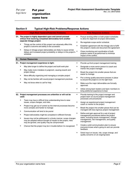 Risk Assessment Questionnaire Template In Word And Pdf Formats Page 9