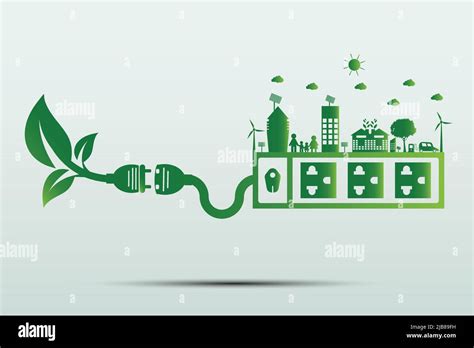 Las ideas de energía ahorran el concepto del mundo La ecología verde