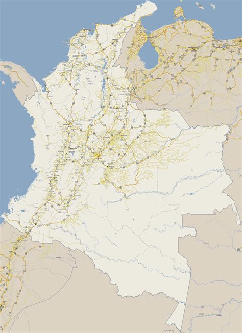 Large Detailed Road Map Of Colombia With Cities Colombia South