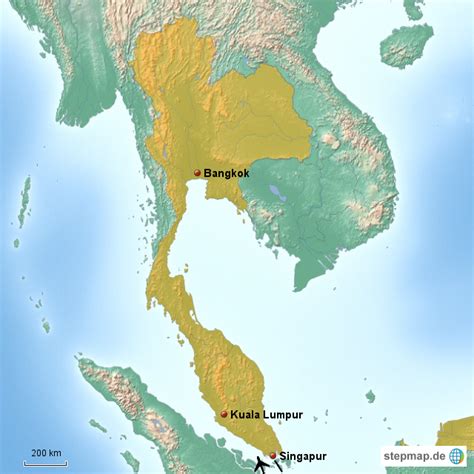 StepMap Singapur Malaysia Thailand Landkarte für Asien