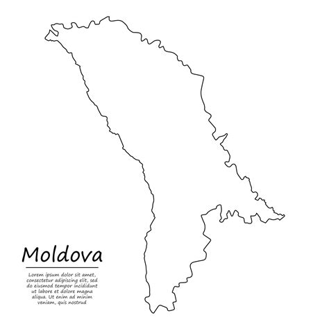 Semplice Schema Carta Geografica Di Moldavia Silhouette Nel Schizzo