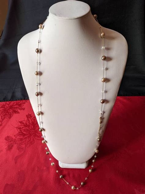 Vintage Lia Sophia Extra Long Glass Beaded Necklace Gem