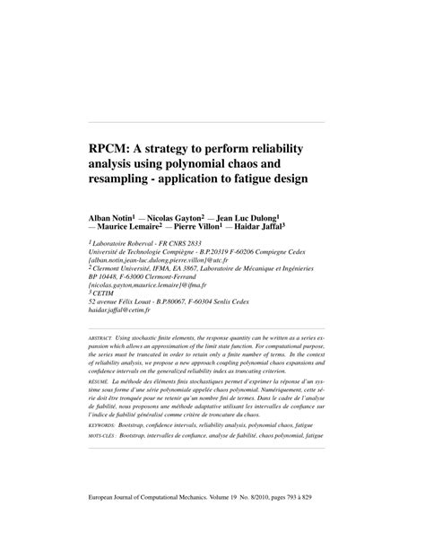 pdf rpcm a strategy to perform reliability analysis using polynomial chaos and resampling