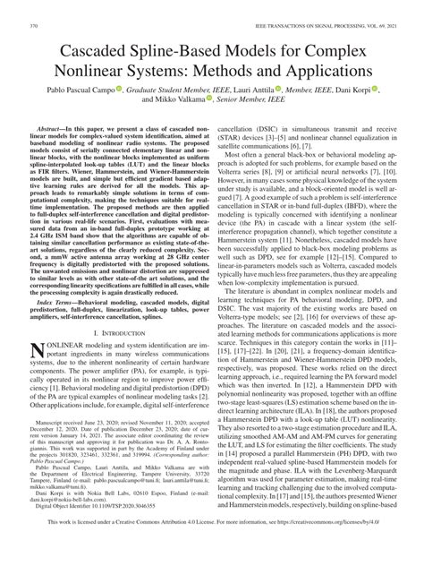 pdf cascaded spline based models for complex nonlinear systems methods and applications