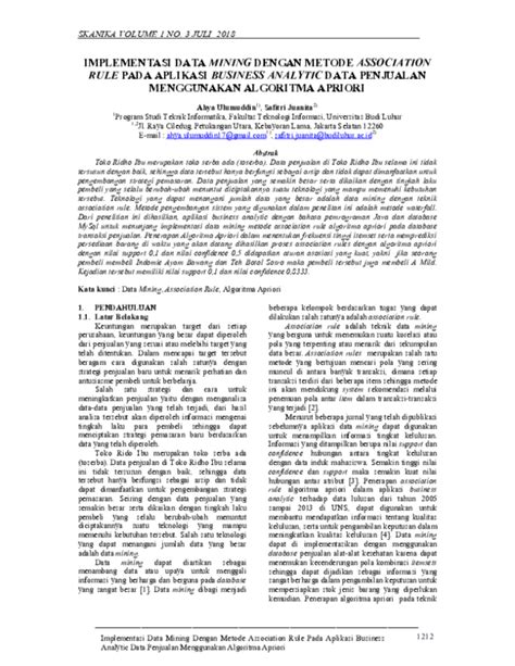pdf implementasi data mining dengan metode association rule pada aplikasi business analytic