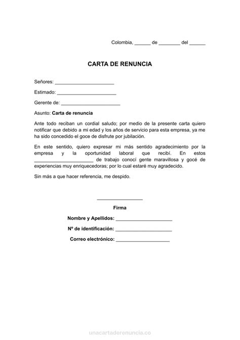 ᐅ Carta de Renuncia Irrevocable por Jubilación Ejemplos
