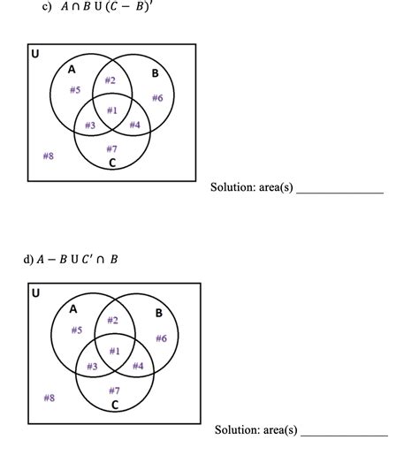 solved given set expressions indicate which areas should be