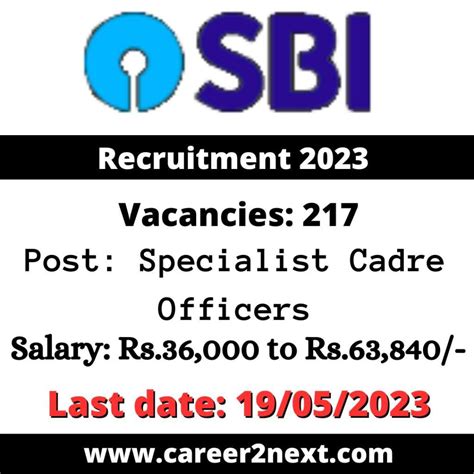 SBI Recruitment 2023 217 Specialist Cadre Officers Career2next