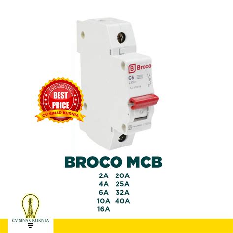 Jual MCB BROCO 2A 4A 6A 10A 16A 20A 25A 32A 40A BROCO MCB